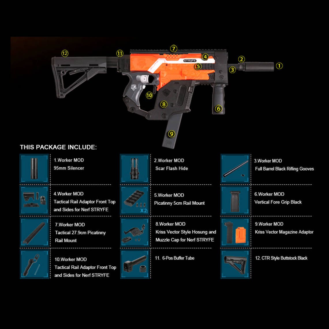 Trabajador MOD Kriss Vector Imitation Kit Combo Negro para | Etsy