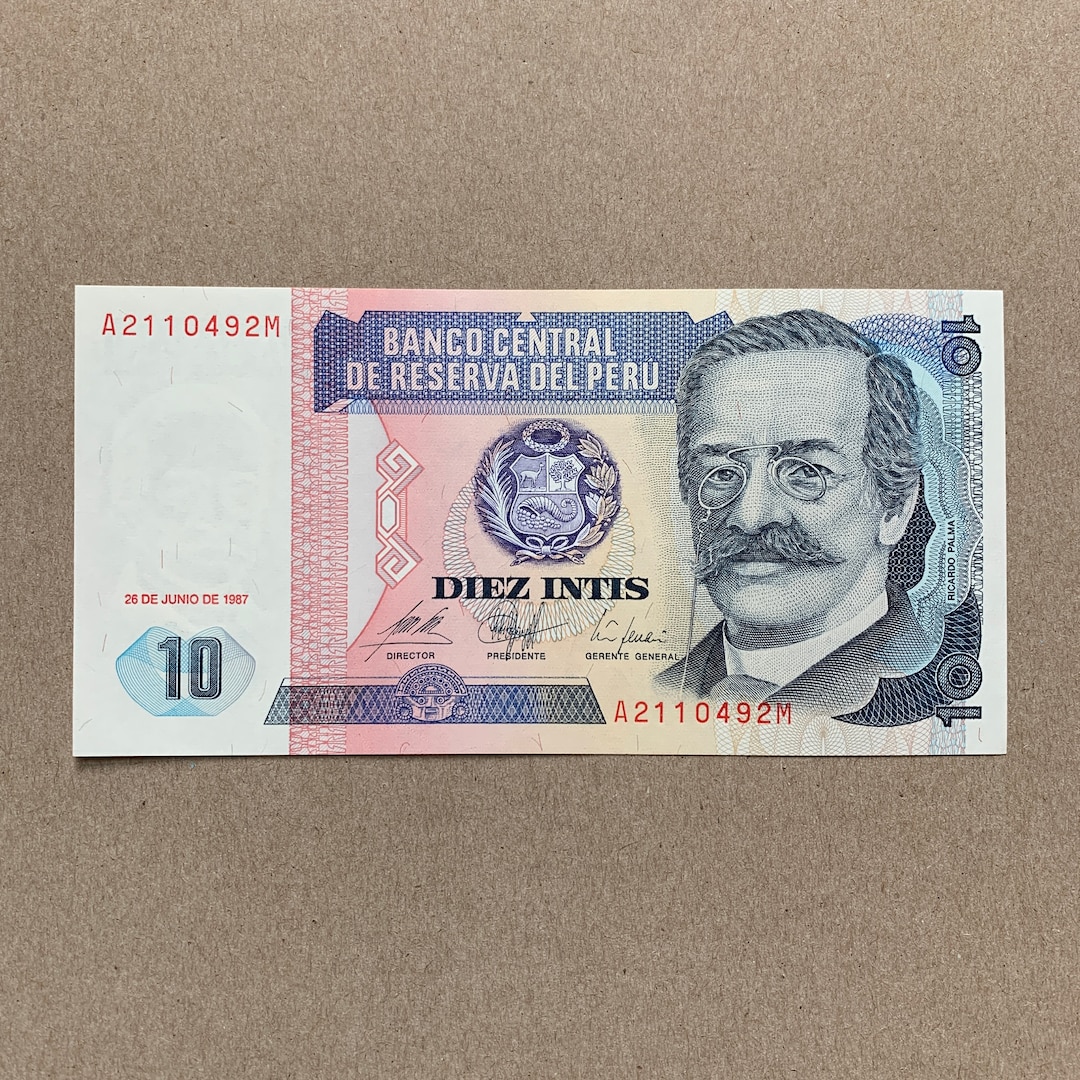 Billete peruano de 10 Intis de los años 1980. Moneda de Perú. - Etsy España