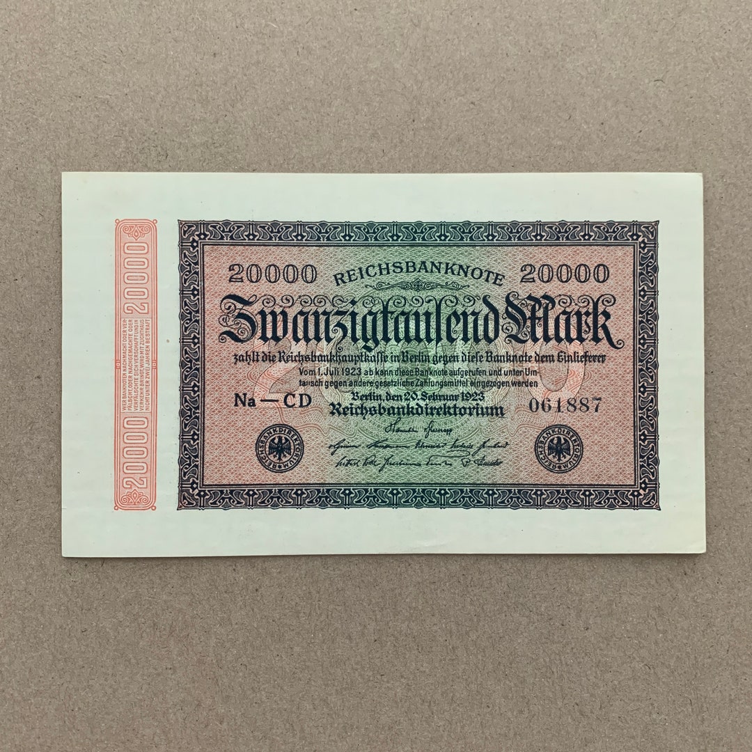 1923 20000 German Mark Banknote. Germany Currency, Hyperinflation Notes ...