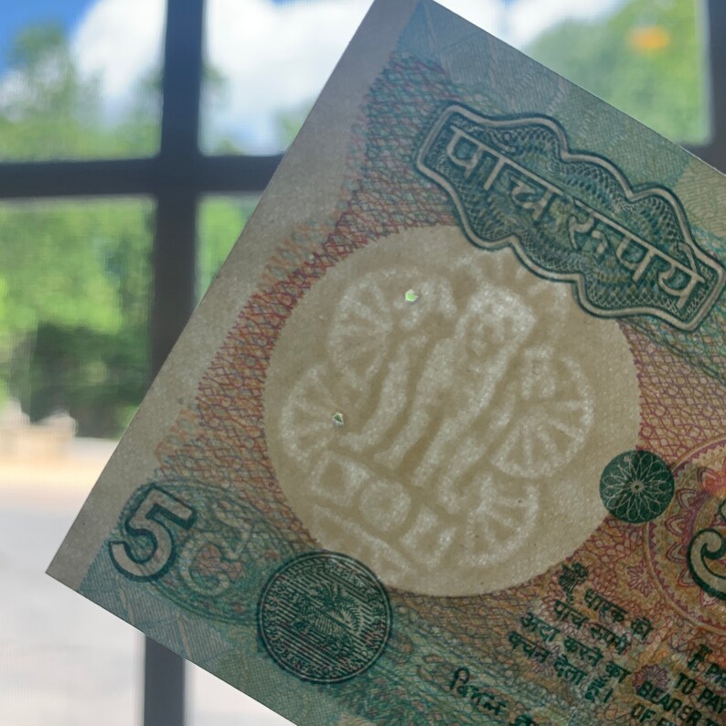 1975 Indian 5 Rupees Banknote. India Currency. Asoka Column - Etsy