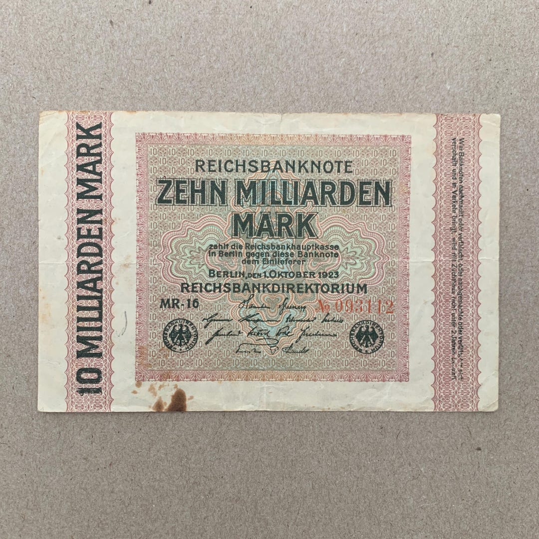 100 Years Old German 10 Billion Mark Banknote. 1923 Germany Currency ...