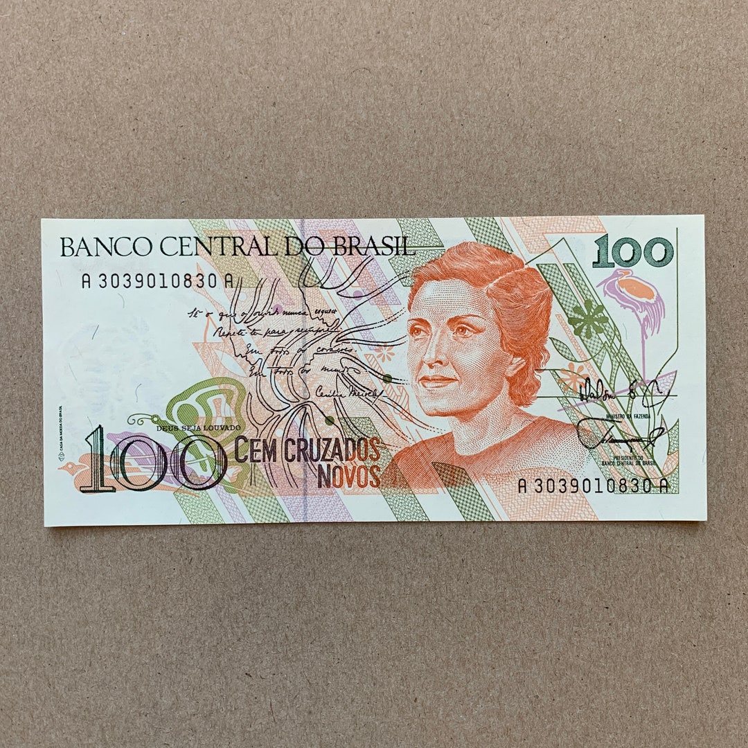 1980's Brazilian 100 Cruzados Novos Note. brazil Currency. Teachers ...
