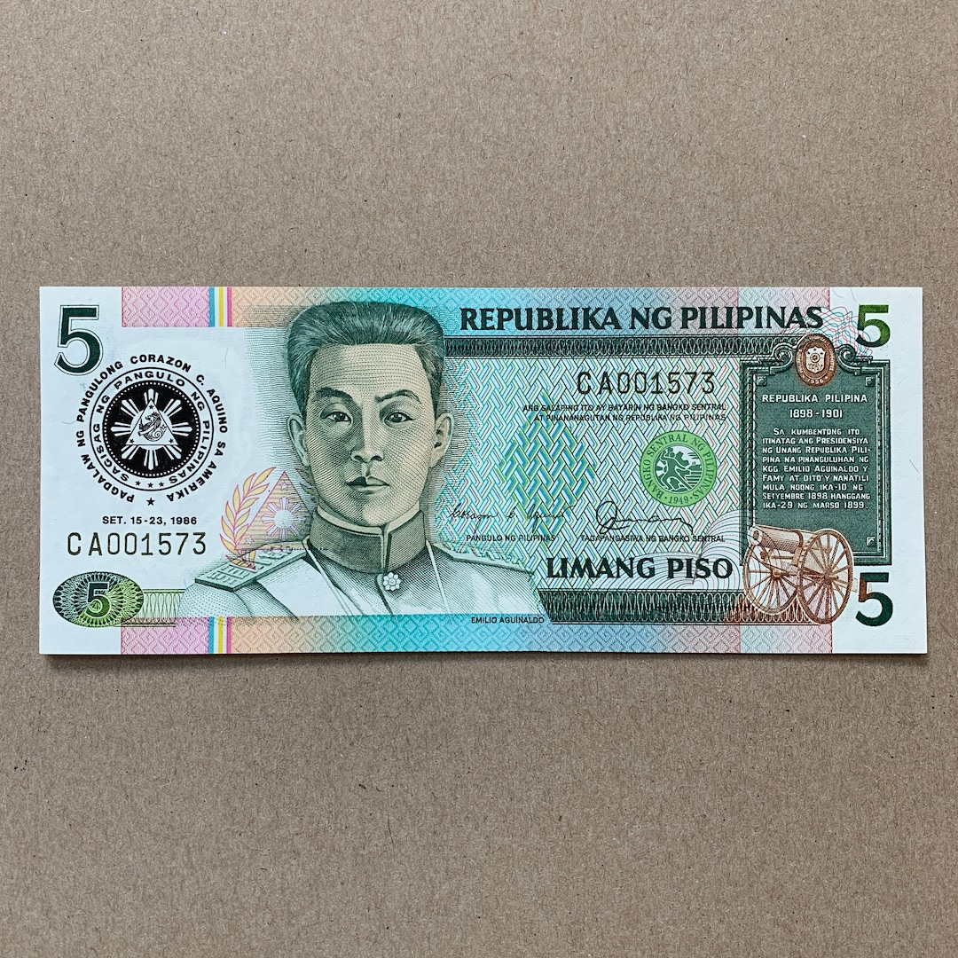 Philippines 5 Pesos Banknote. Filipino Piso Currency.back - Etsy