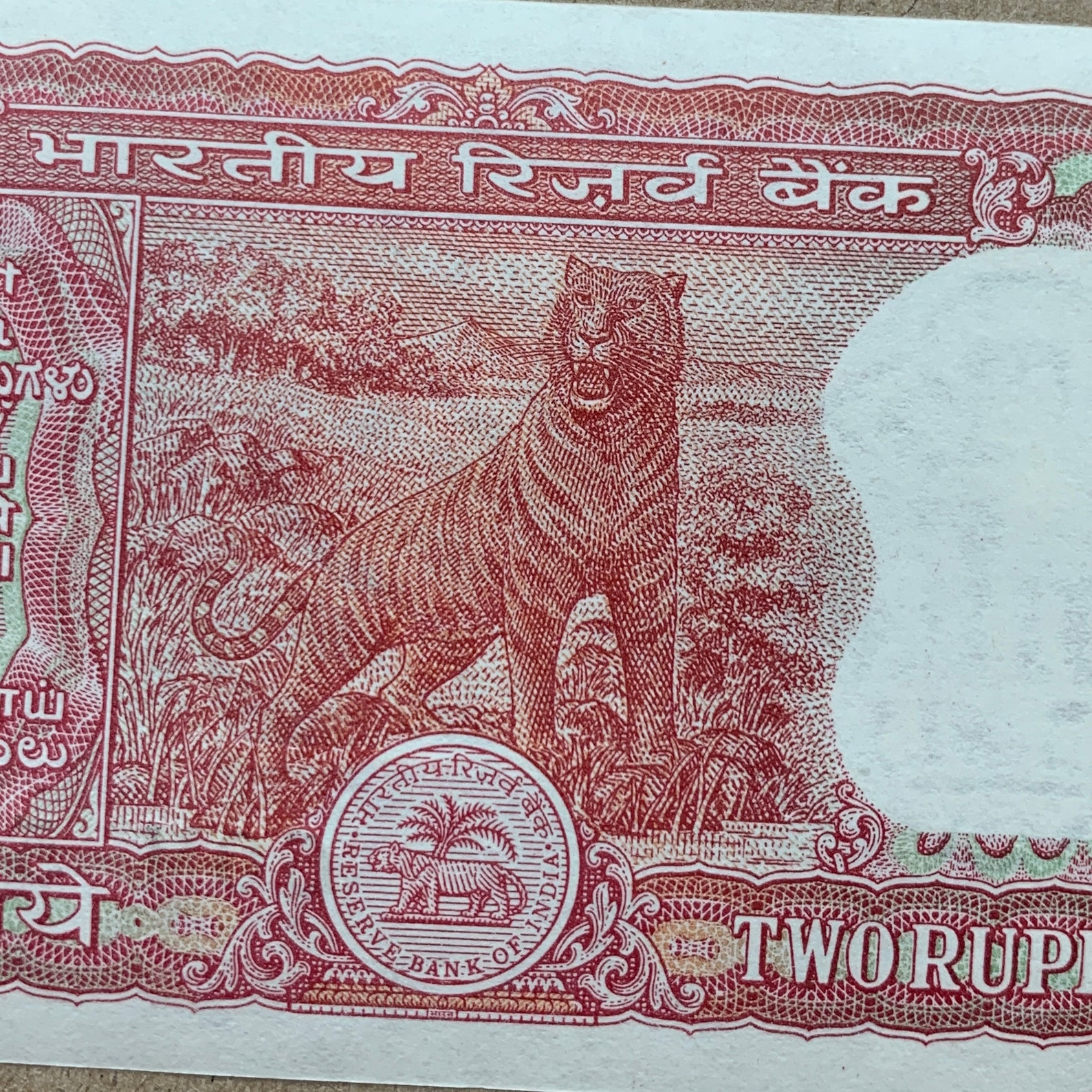 Indian Pink 2 Rupees Banknote. India Currency.asoka Column - Etsy