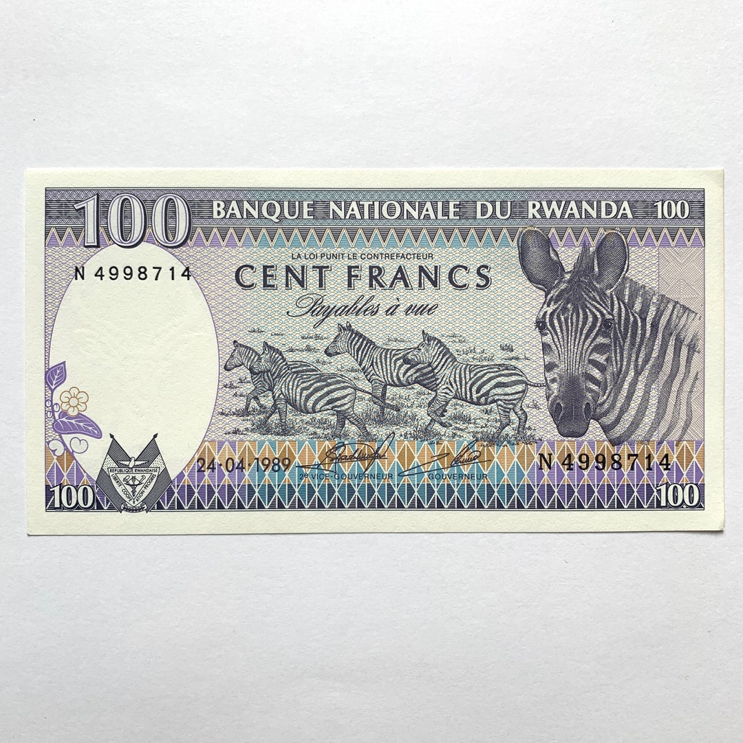 100 Rwandan Franc 1989 Banknote. Rwanda Amafaranga Currency. - Etsy