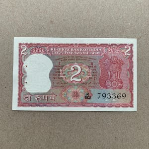 Indian Pink 2 Rupees Banknote. India Currency. asoka Column at Right ...