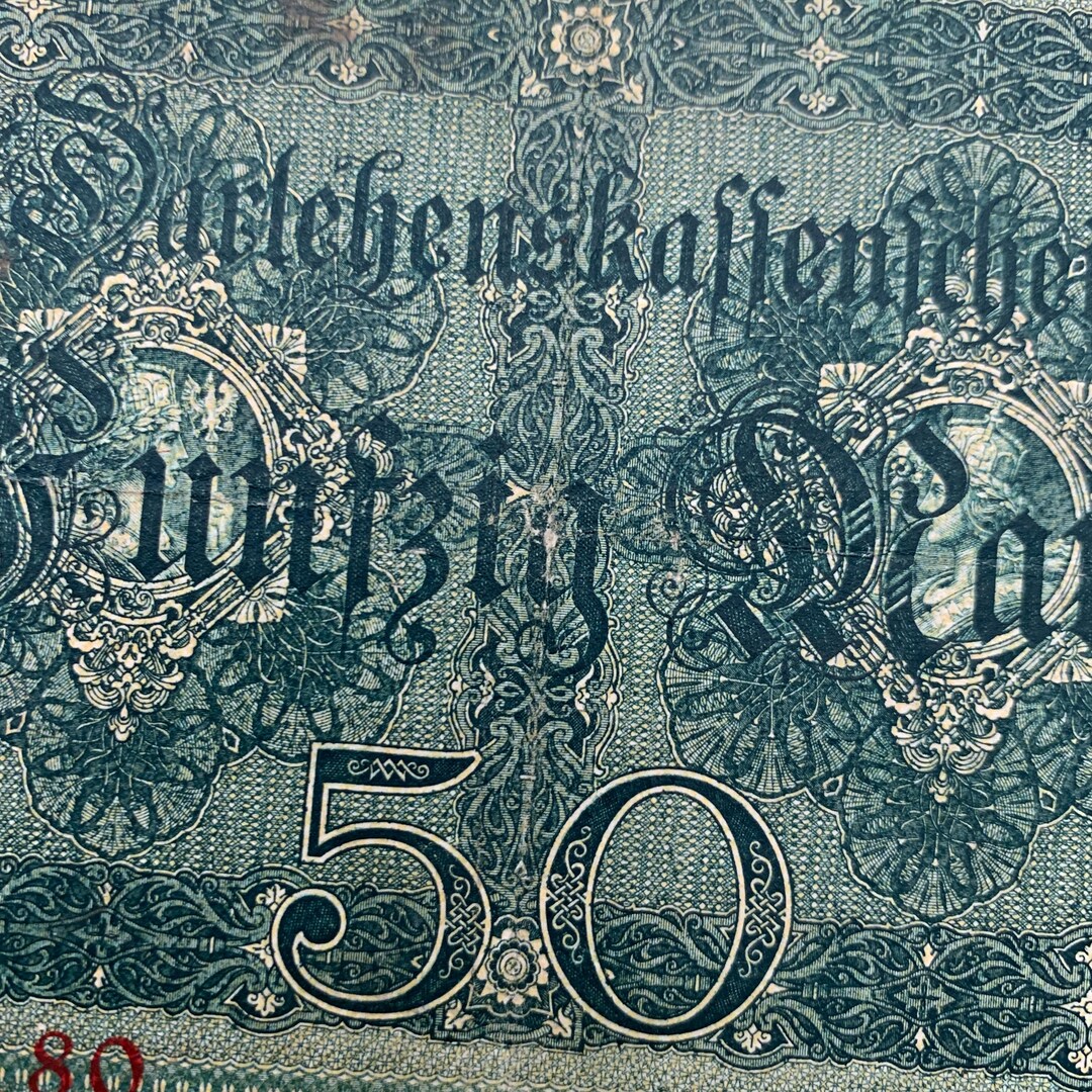 WW1 WWI 1914 50 Germany Mark. Pre WW1 Banknote 100+ Years Old, Very ...