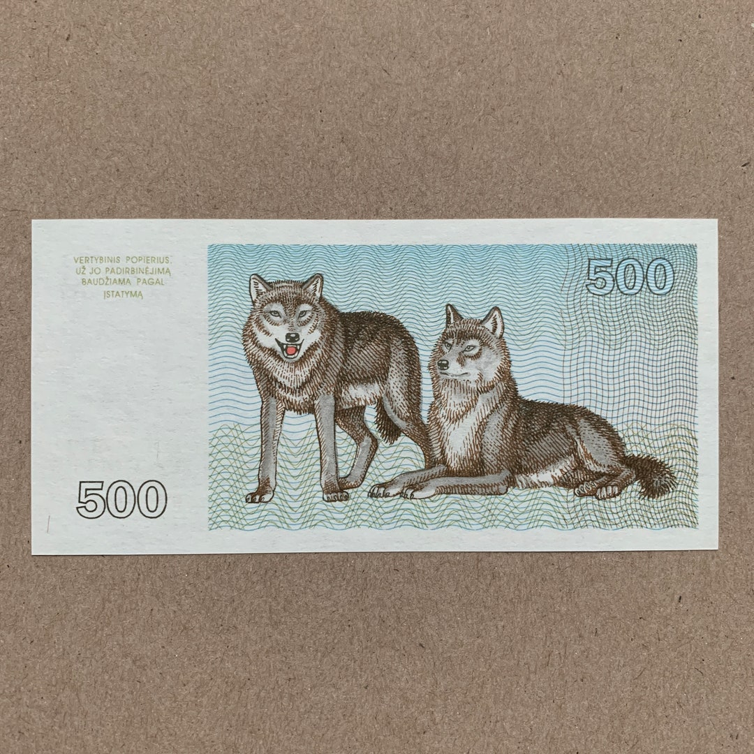 1993 500 Lithuanian Talonu Banknote. Lithuania Currency. Two Wolves ...