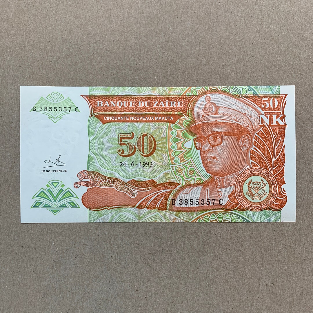 Zaire 50 Nouveaux Zaires Large Banknote. Zaire Currency. African Bills ...