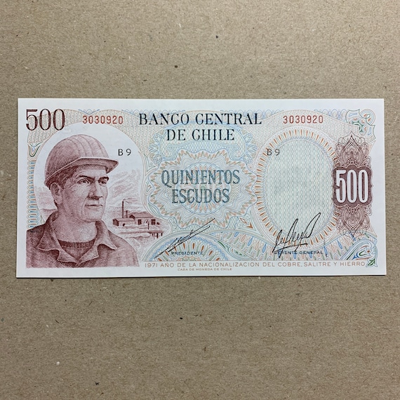 1971 Chilean 500 Escudos Banknote. Chile Currency. | Etsy
