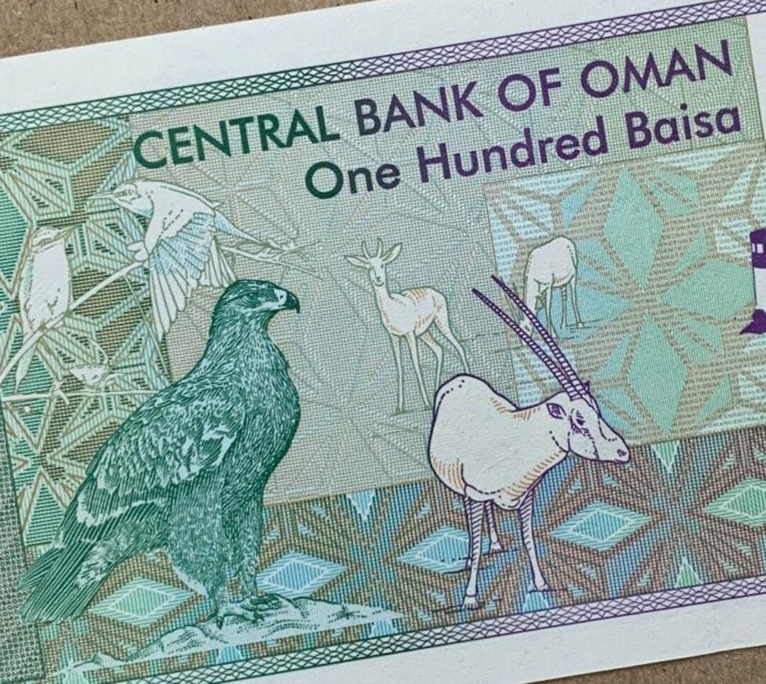 Eagle Note. 1995 Oman 100 Baisa (before Rials) Eagle Banknote. Omanese ...
