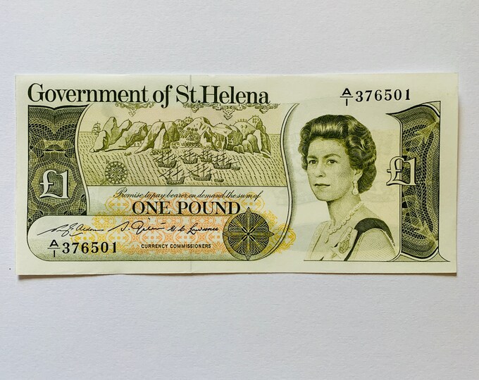 1981 Saint Helena 1 Pound Banknote. St. Helena Currency, QEII Note ...