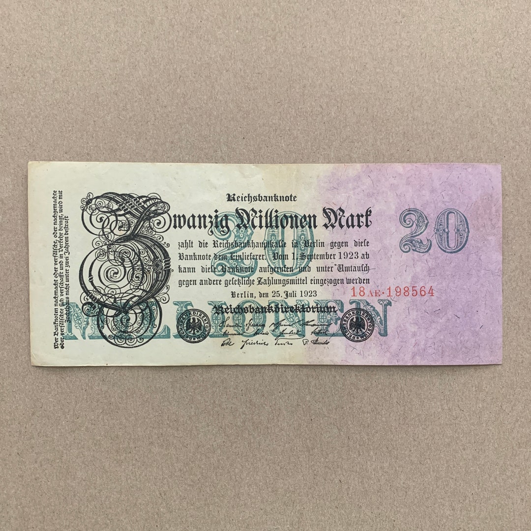 Large Old Historic 20 Million German Mark (1923) Banknote. Germany ...