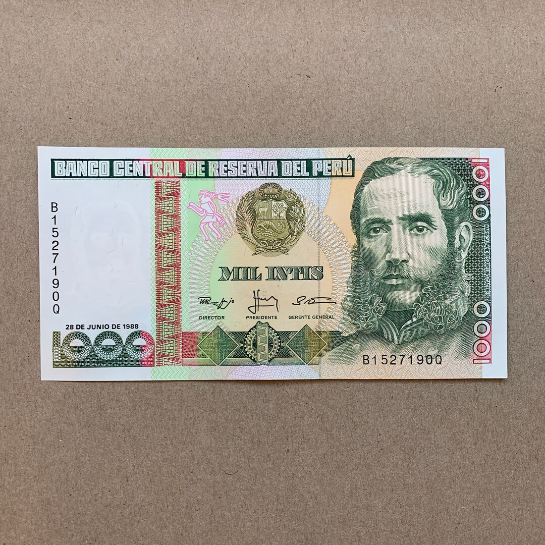 1988 Peruvian 1000 Intis Banknote. Peru Currency. mariscal Andres ...