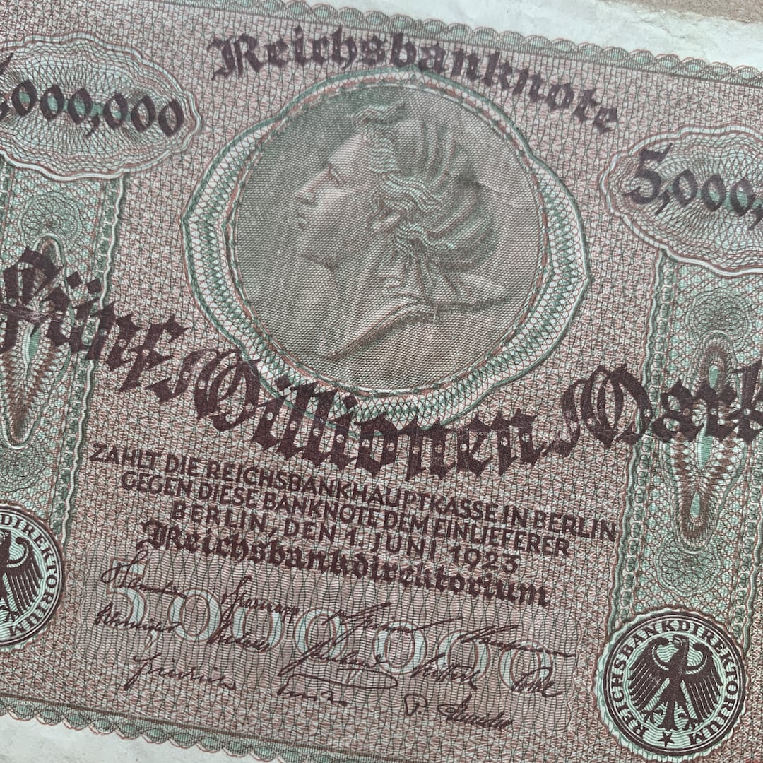 Nearly 100 Years Old Postww1 5 Million German Mark Banknote. Germany ...