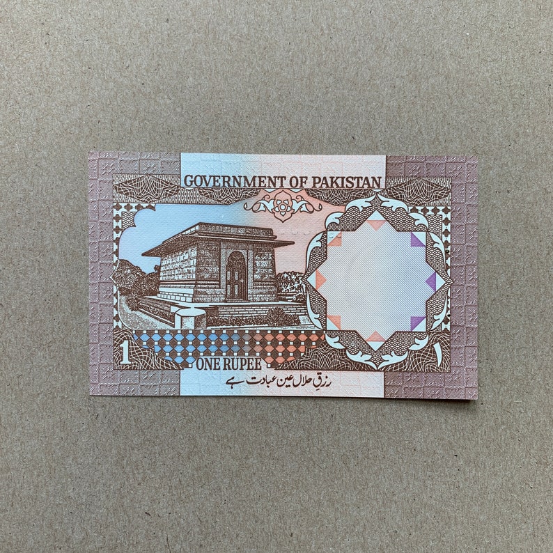 Pakistani 1 Rupee Banknote. Pakistan Currency. Note. Tomb of | Etsy