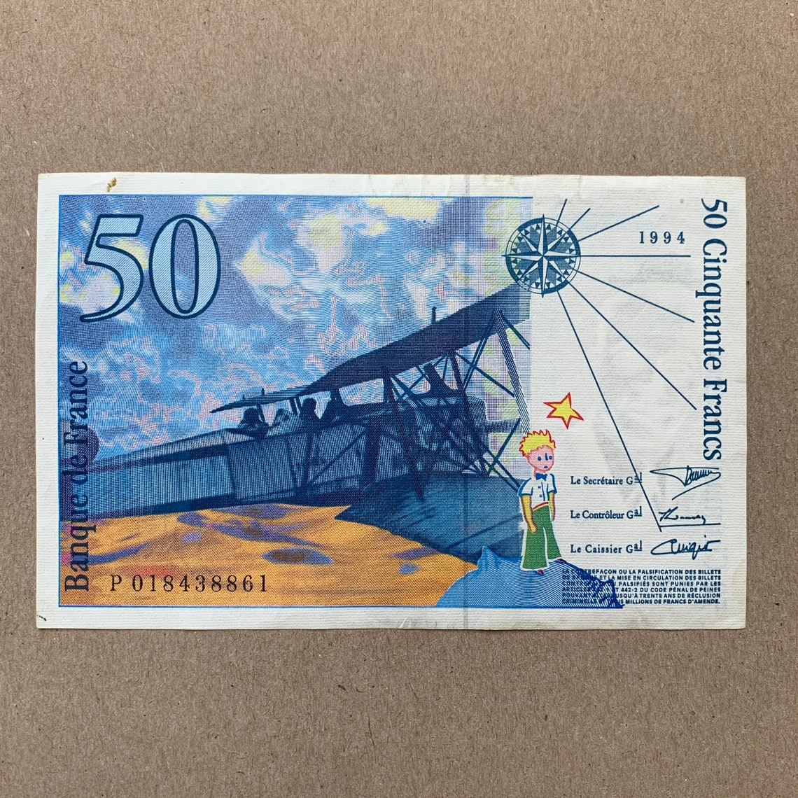 The Little Prince Note. 1994 50 French Franc Used Banknote. | Etsy