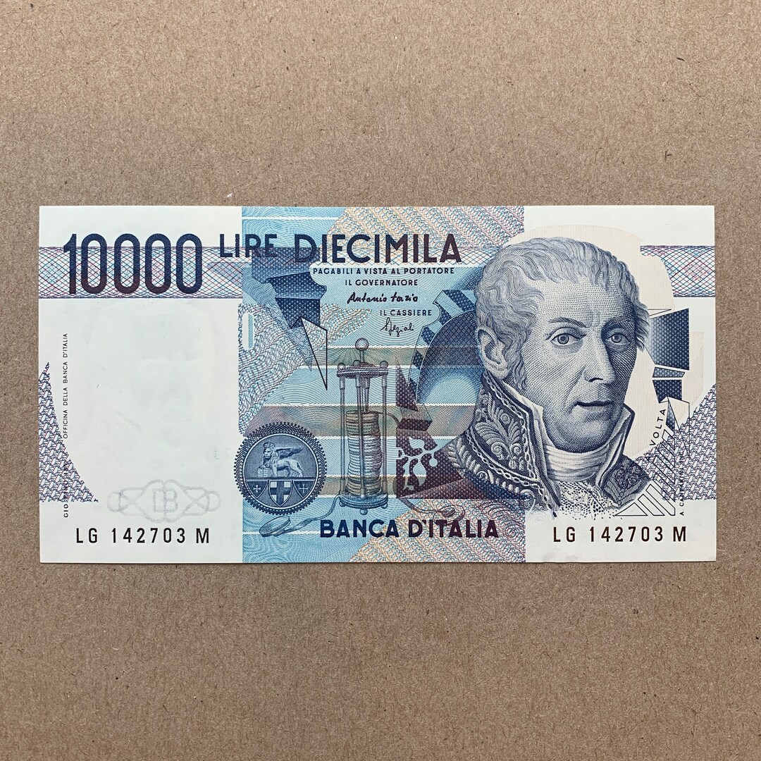 1984 Italian 10.000 Lire Banknote. Italy Currency. alessandro Volta ...