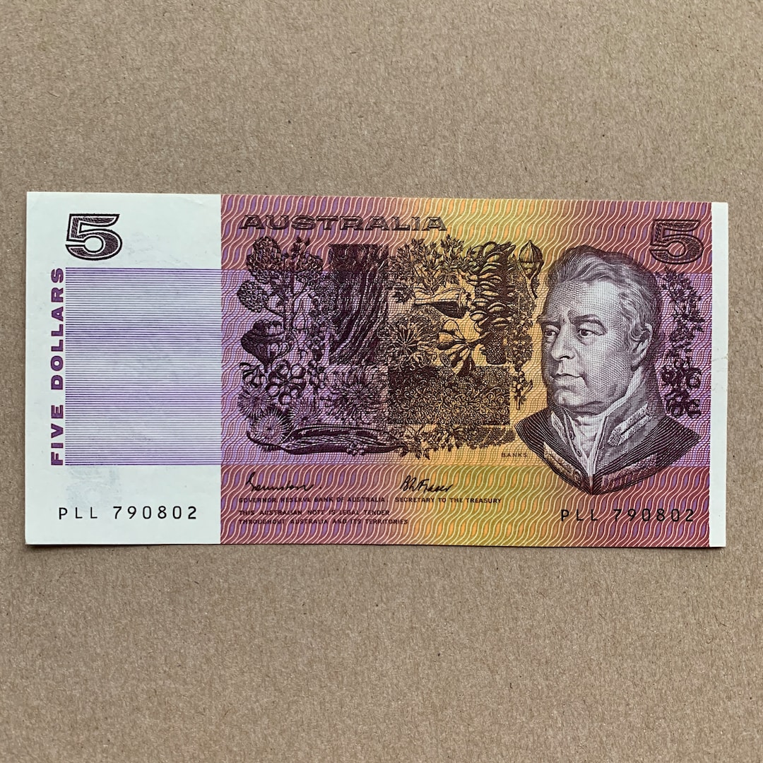 Australian 5 Dollars Banknote. 1980's Australia Currency. Sir Joseph ...