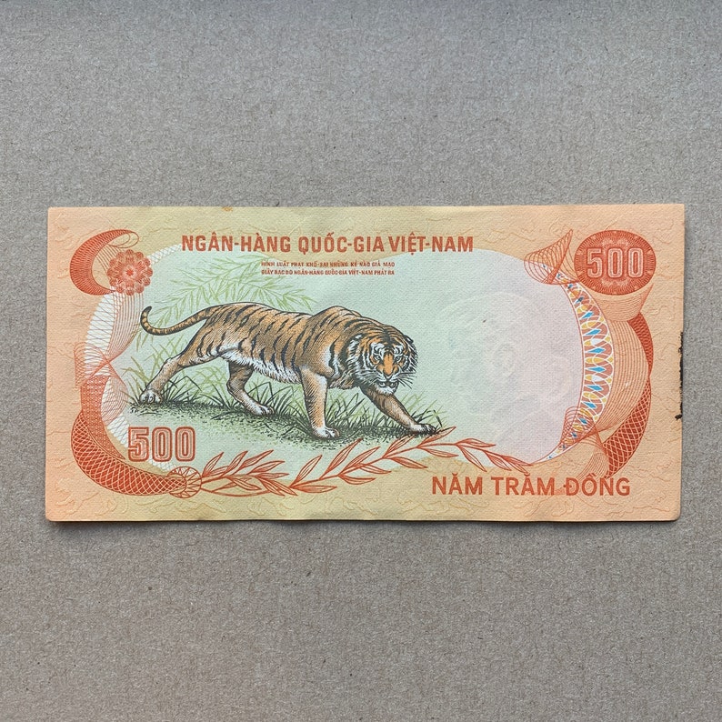 Iconic Tiger Note. USED Vietnam War Era South Vietnamese 500 - Etsy