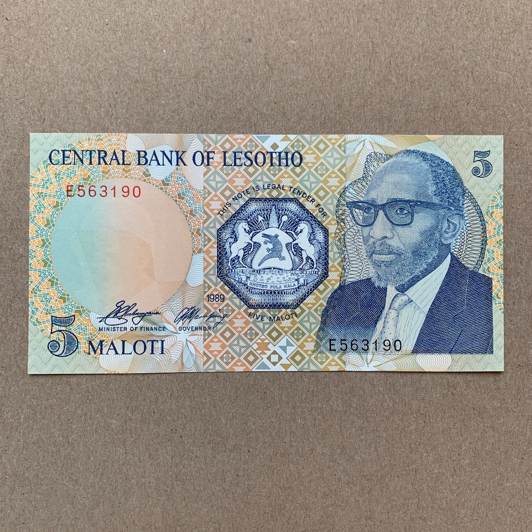 1989 Lesotho 10 Maloti Banknote. African Currency. Bills, King ...