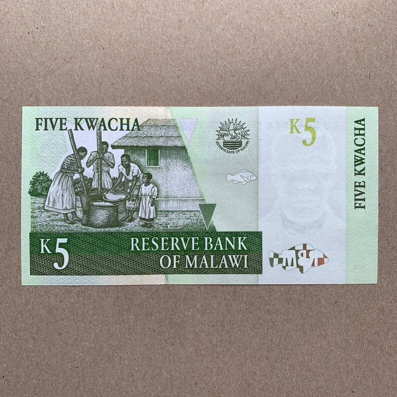 1997 Malawi 5 Kwacha Banknote. Malawian Currency Notes. - Etsy