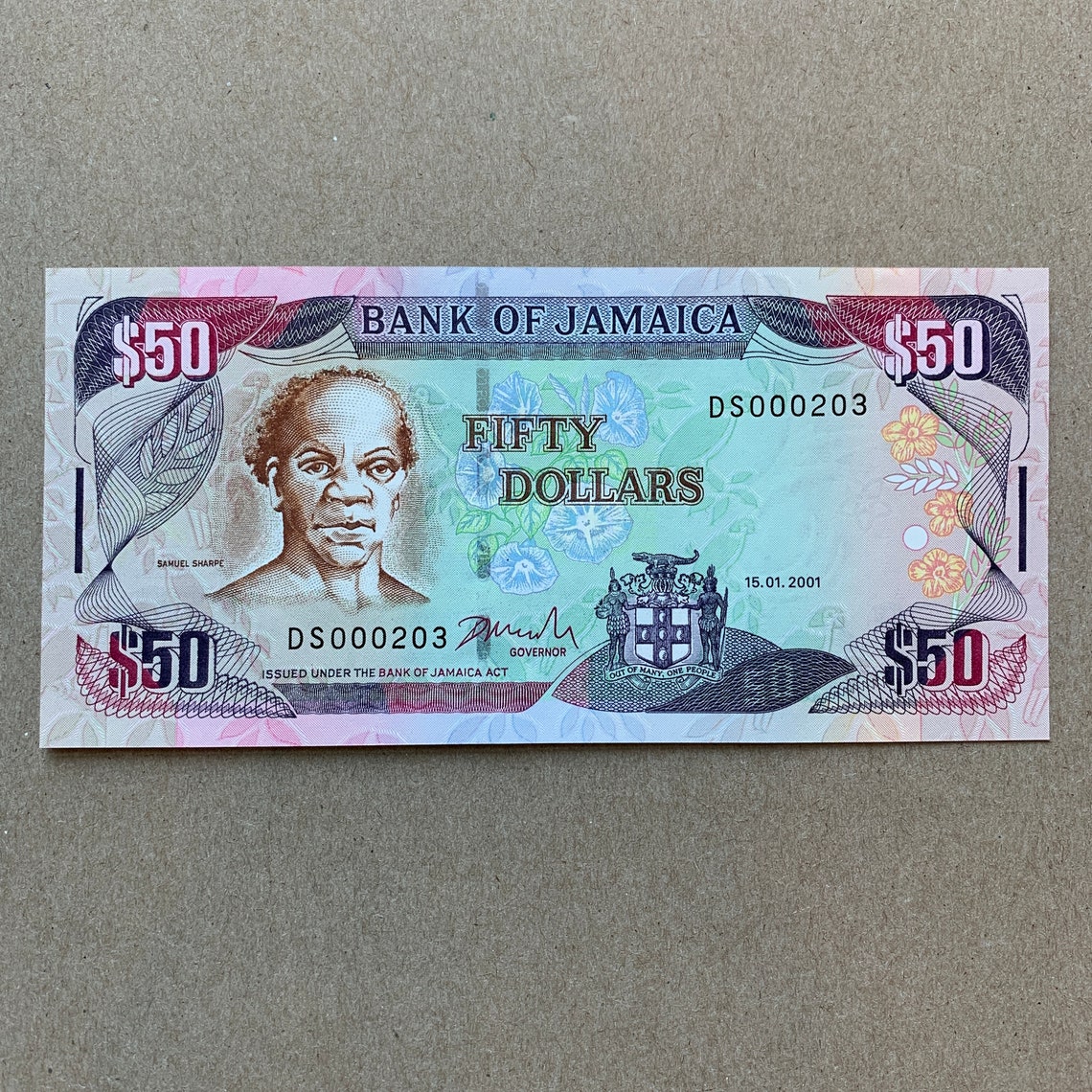 Beautiful Jamaican 50 Dollars Banknote. Jamaica Currency. Sam | Etsy