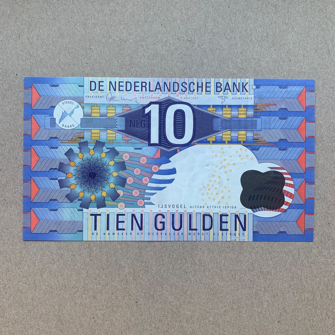 Beautiful Netherlands 10 Gulden Banknote. Very Unique UNC Currency ...