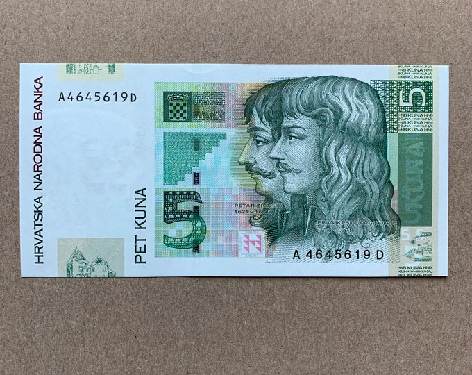 Croatian 5 Kuna Note. World Currency. Frankopan and Petar - Etsy