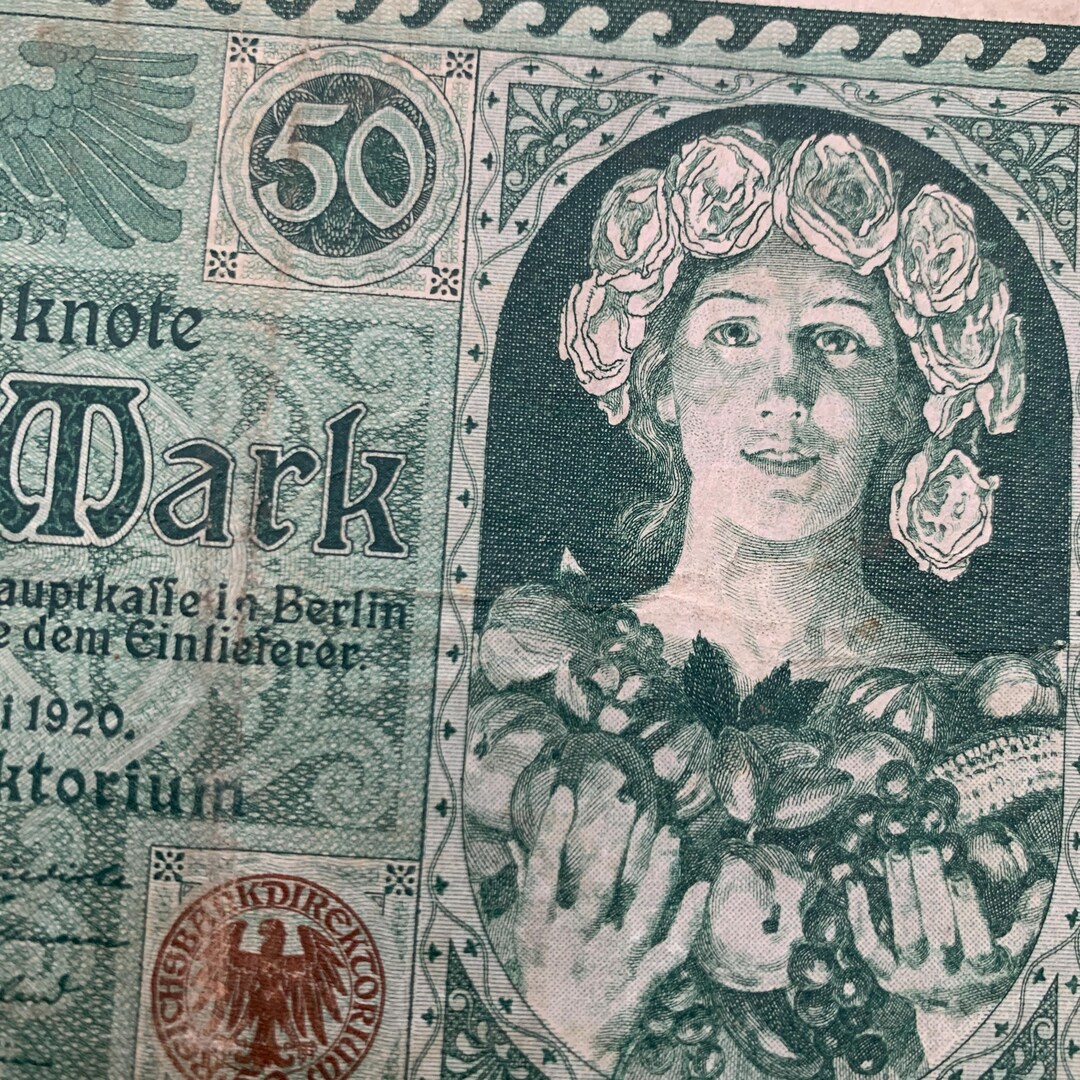 Used 1920 Post WW1 Germany 50 Mark. German Currency. Large Note, Bill ...