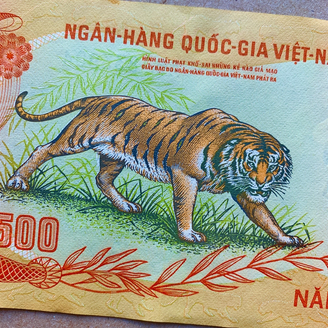 Iconic Tiger Note. USED Vietnam War Era South Vietnamese 500 - Etsy