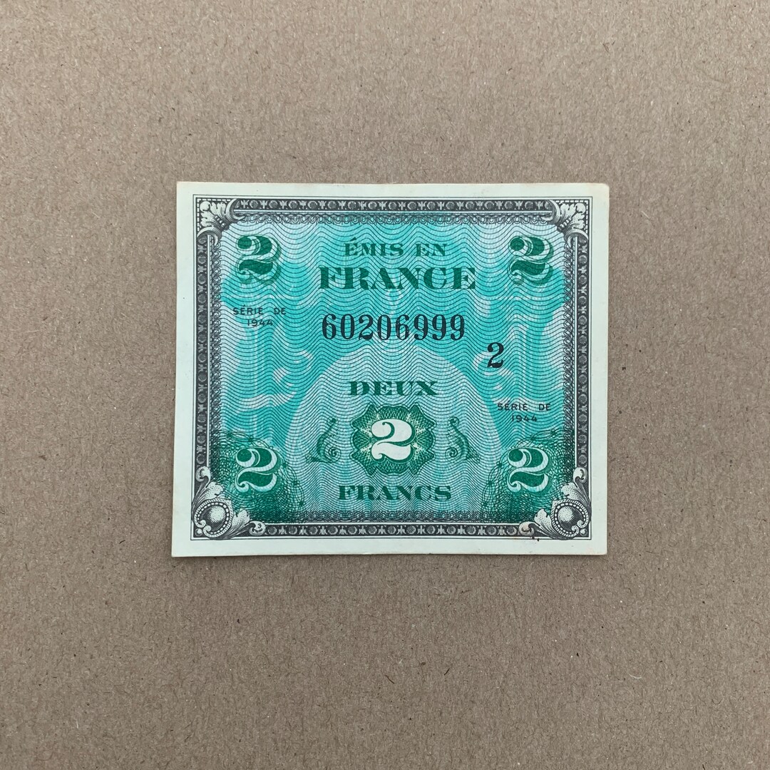 Used 1944 French 2 Francs, Allied Military Currency AMC, Issued by the ...