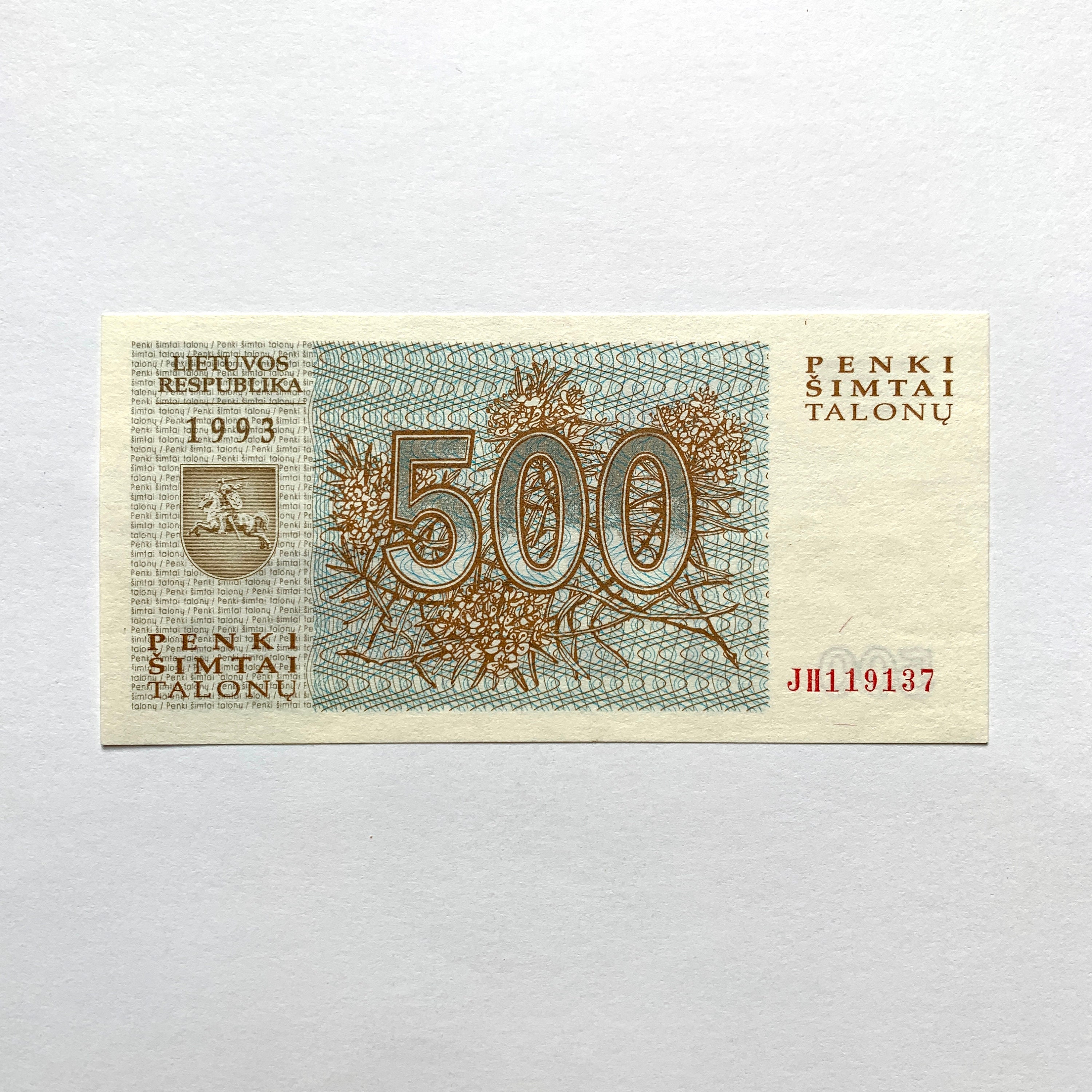1993 500 Lithuanian Talonu Banknote. Lithuania Currency. Two | Etsy