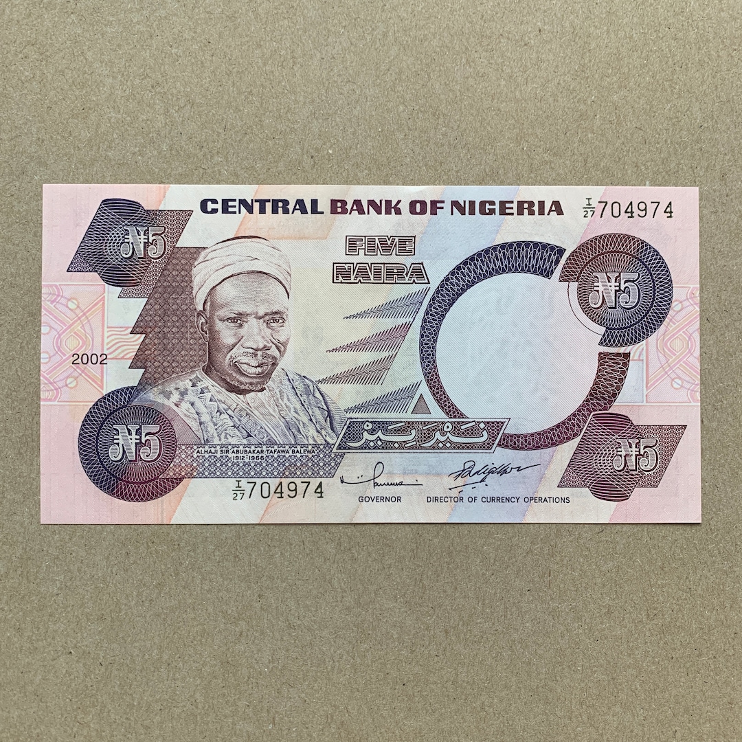Nigeria the Giant of the Africa 5 Naira Banknote. Nigerian Currency ...