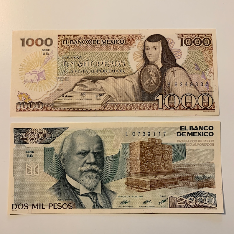 Beautiful 8 PCS Mexican Banknote Set. Mexico Currency. Mint - Etsy