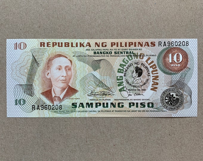 Philippines10 Piso pesos Banknote. Filipinocurrency. Apolinario Mabini ...