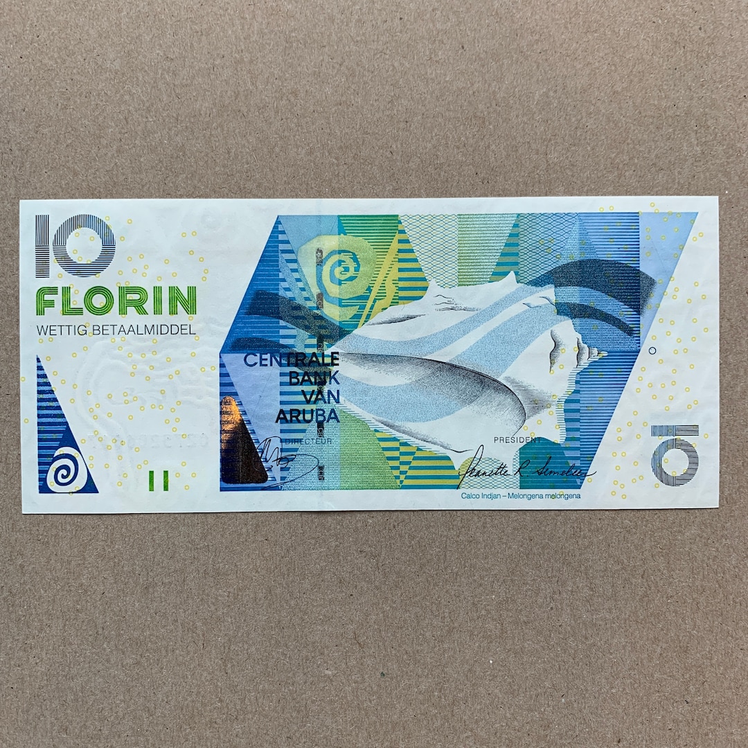 Aruba 10 Florin Banknote. Art Currency. Melongena Melongena Bills ...