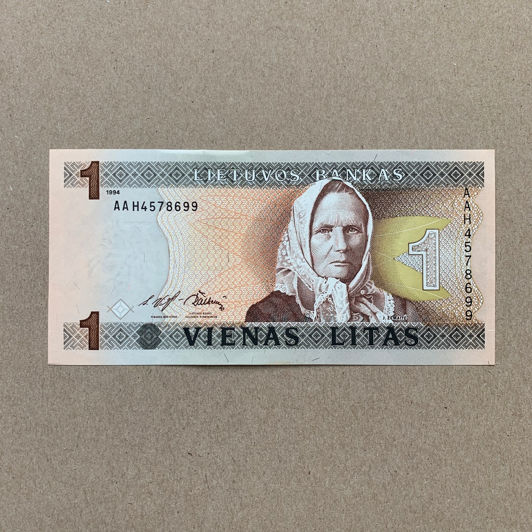 1994 Lithuania 1 Litas Banknote. Lithuanian Currency. Zemaite Notes ...