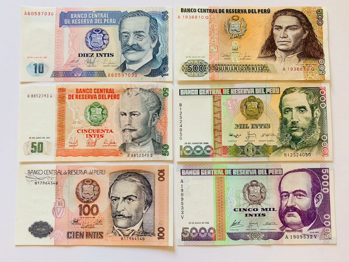 Great 6 pcs Peruvian Intis Banknote Set. Peru Currency Bills | Etsy