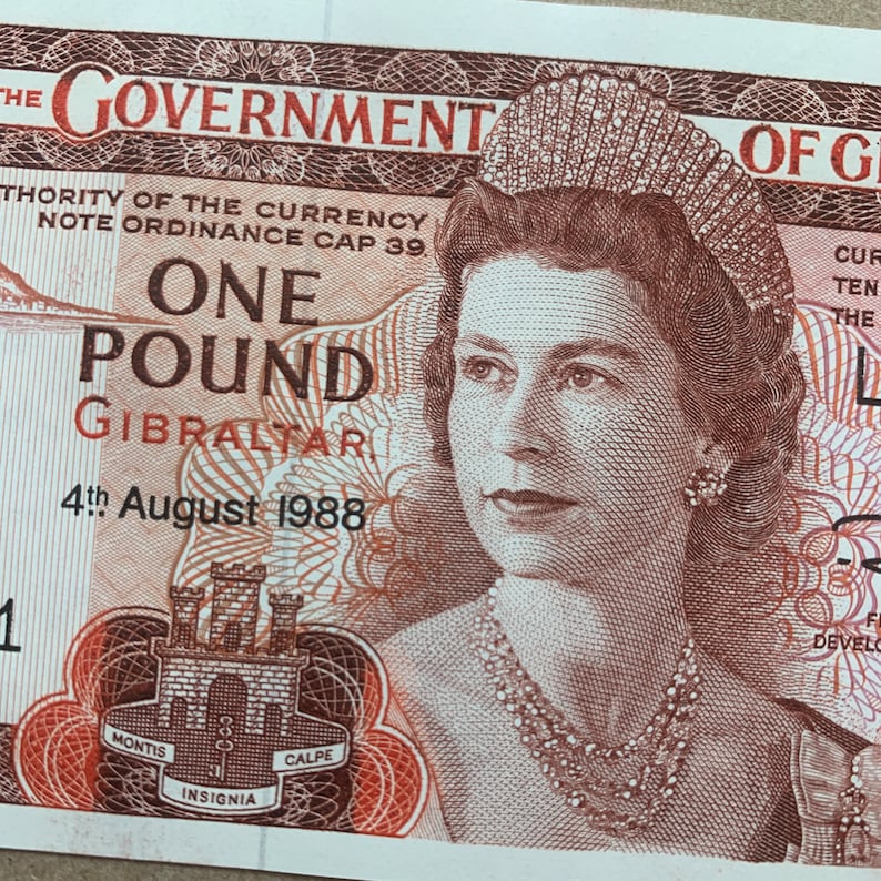 Queen Elizabeth II Currency. 1988 Gibraltar 1 Pound Banknote. - Etsy