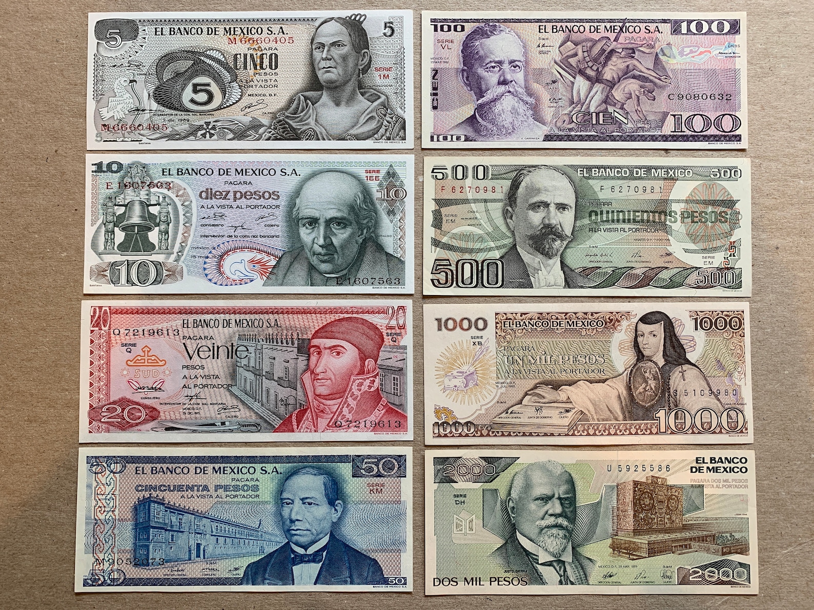 Beautiful 8 PCS Mexican Banknote Set. Mexico Currency. Mint - Etsy