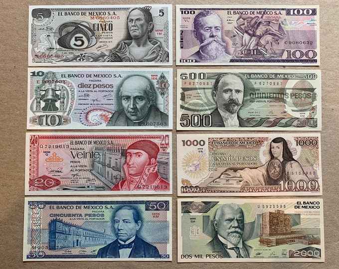 Beautiful 8 PCS Mexican Banknote Set. Mexico Currency. Mint - Etsy