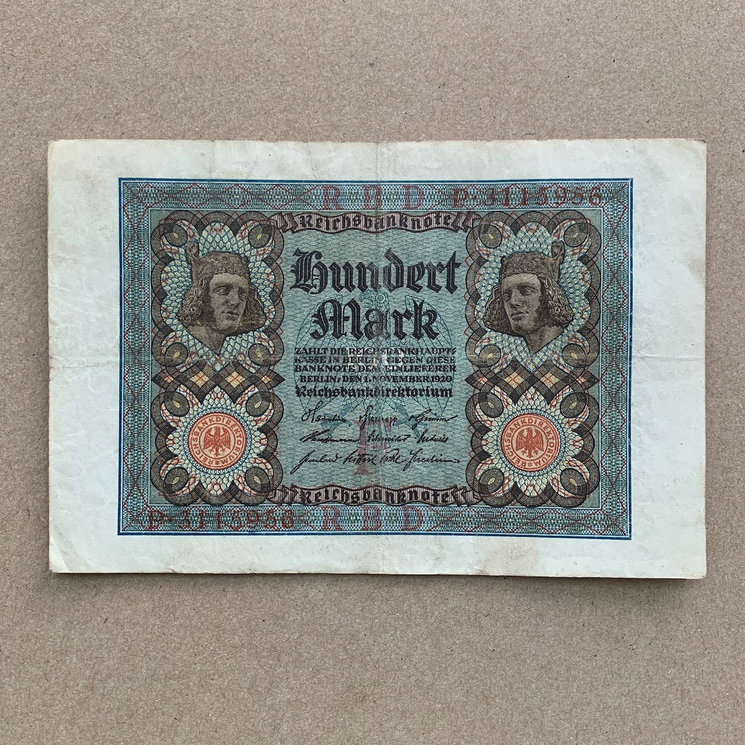 Used 104 Years Old Currency 1920 German reichsbanknotes 100 Mark. Post ...