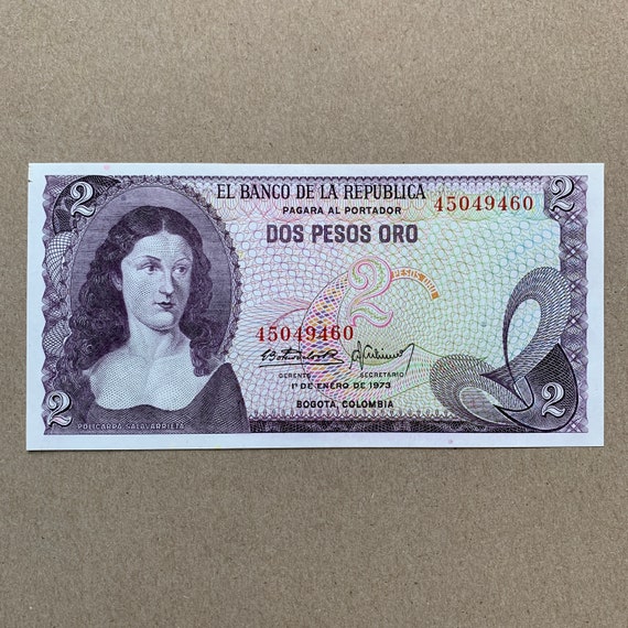Colombian 2 Pesos Oro Banknote. Colombia Currency. Policarpa - Etsy