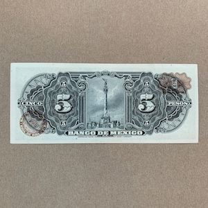 1961 Mexican Five (cinco) Pesos Banknote. Mexico Paper Money. Billete ...