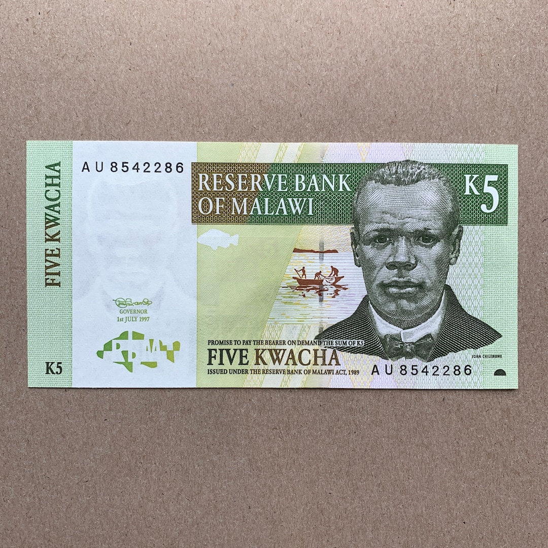 1997 Malawi 5 Kwacha Banknote. Malawian Currency, Notes. African Bills ...