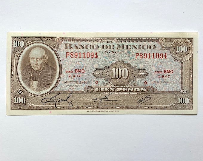 1970's Mexican 100 Cien Pesos Banknote. Mexico Currency. - Etsy