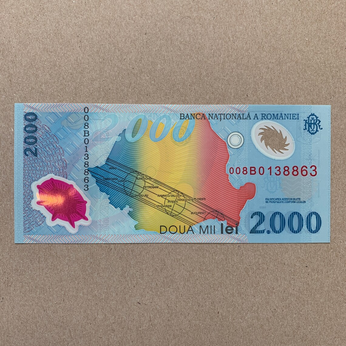 Polymer Plastic Romania Leu Banknote. 2000 Lev Total Solar - Etsy