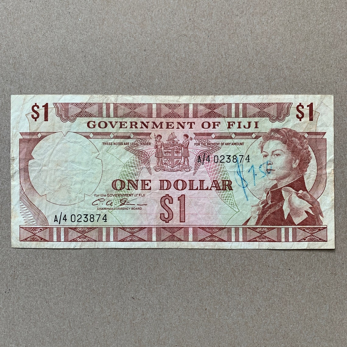 1971 Fijian One Dollar Bill Banknote. Fiji Currency. QEII | Etsy
