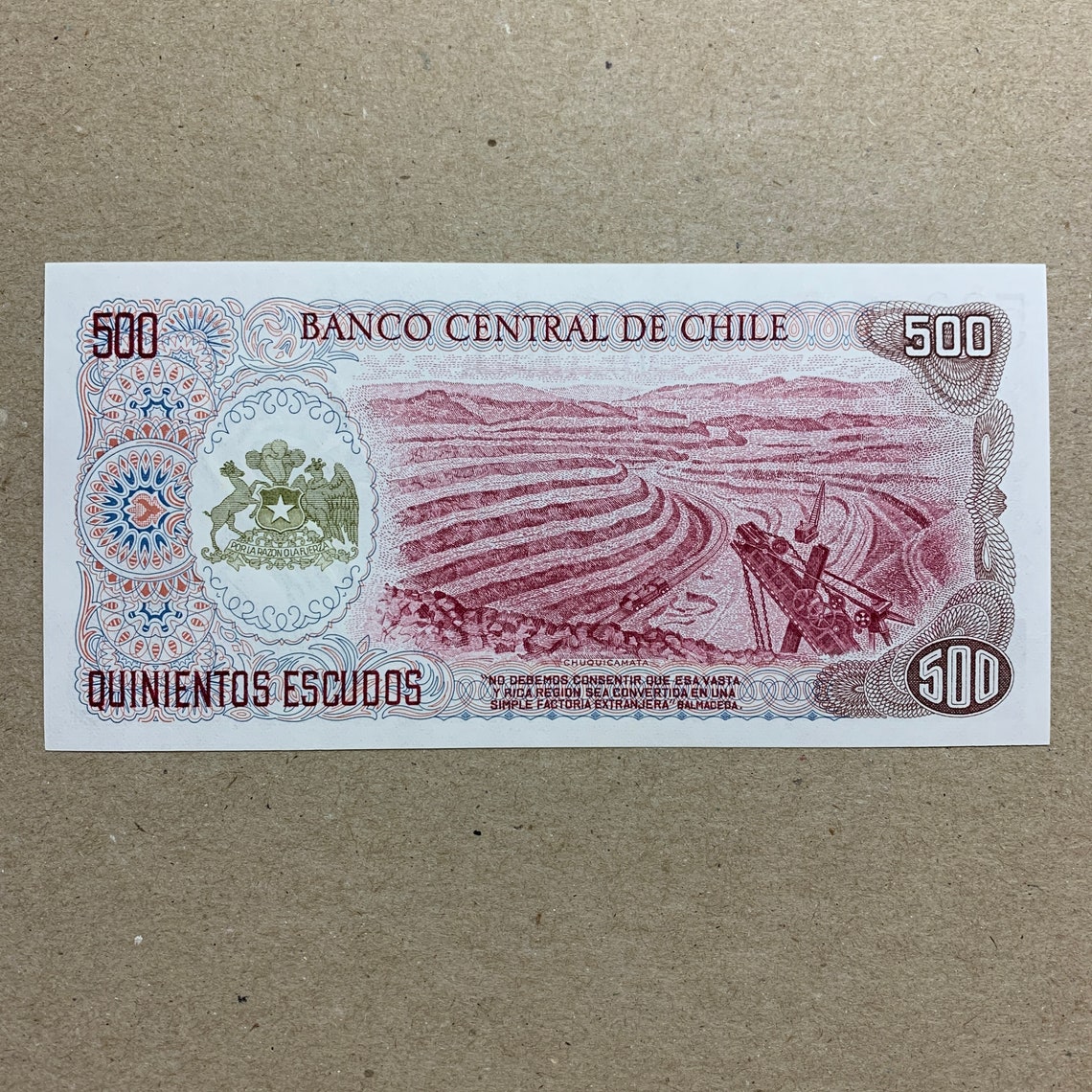 1971 Chilean 500 Escudos Banknote. Chile Currency. - Etsy